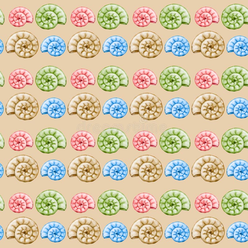 Colorful Watercolor Snail Shell Pattern for Fabric and Packaging Design ...