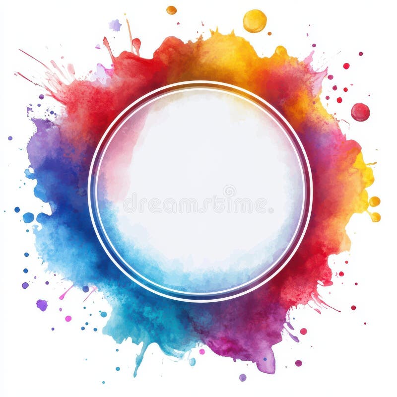 Colorful Watercolor Splash with Circle Frame Artistic Design Stock ...