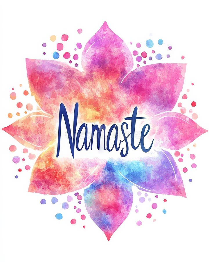 Colorful Watercolor Splash with the Word Namaste in Cursive Stock ...