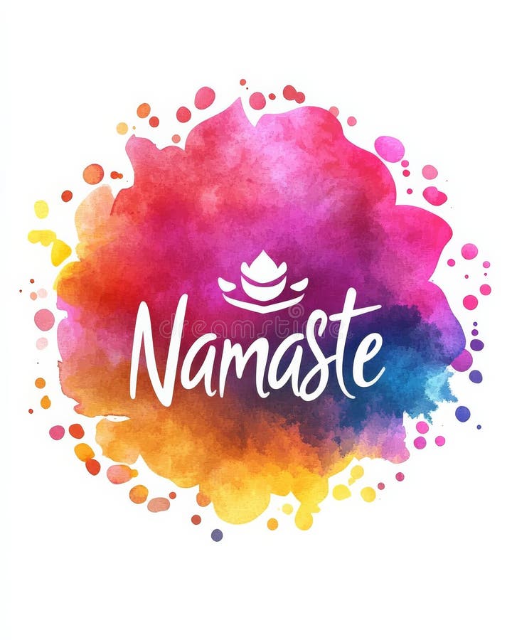 Colorful Watercolor Splash with the Word Namaste in Cursive Stock ...