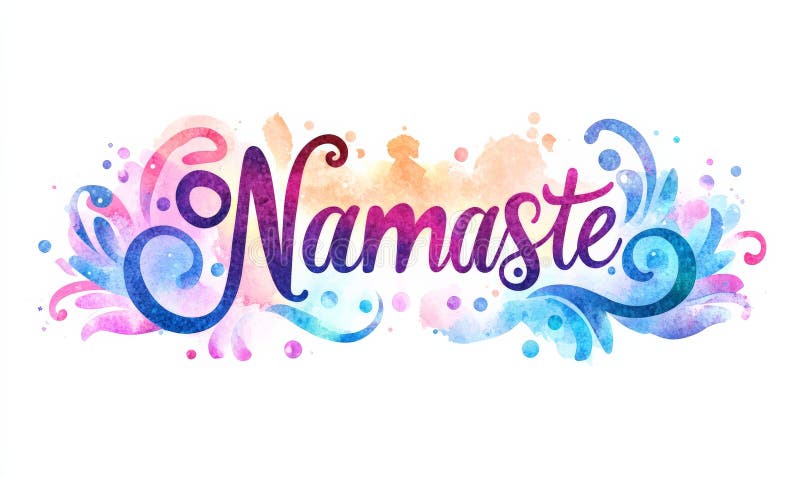 Colorful Watercolor Splash with the Word Namaste in Cursive Stock ...