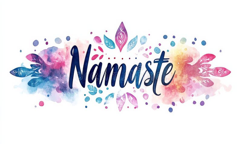 Colorful Watercolor Splash with the Word Namaste in Cursive Stock ...