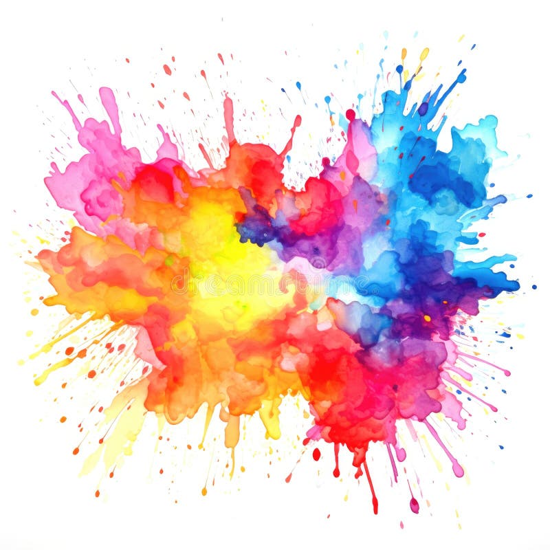 Colorful Watercolor Splashes on White Background Stock Illustration ...