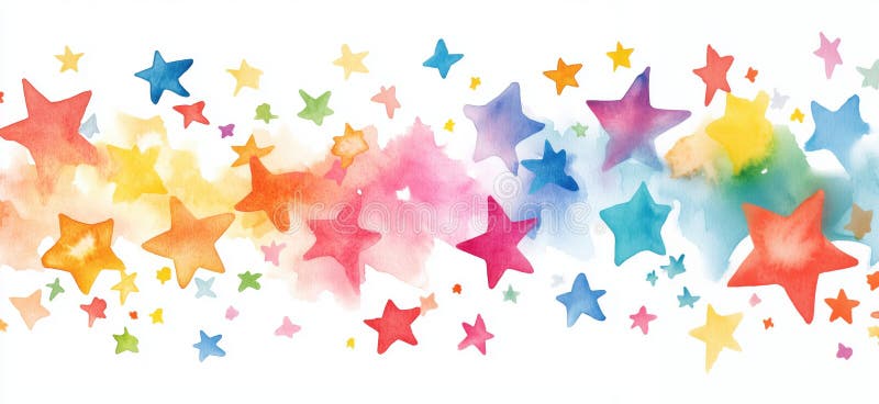 Colorful Watercolor Stars and Splashes Creating a Whimsical Background ...