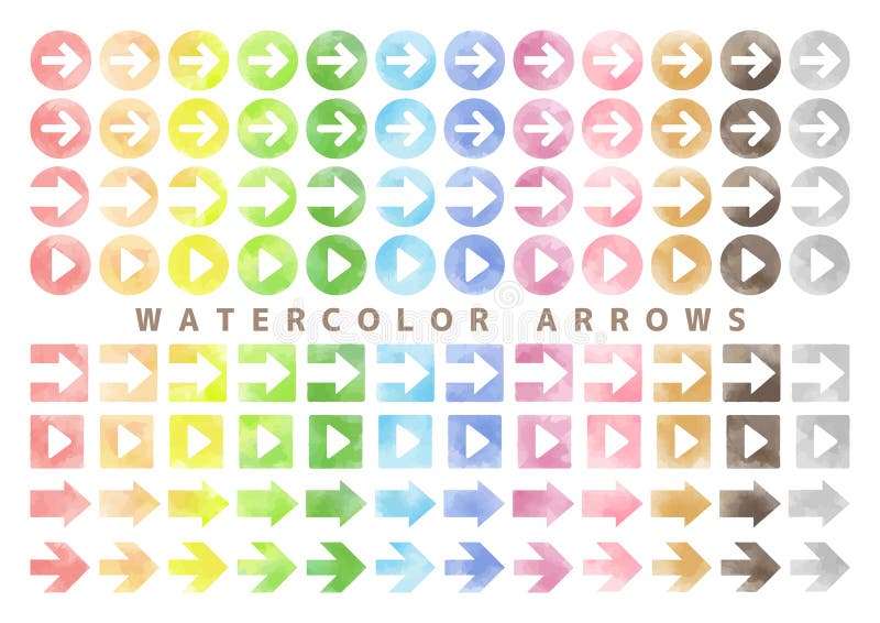 Colorful Watercolor Vector Arrows Set Stock Vector - Illustration of ...