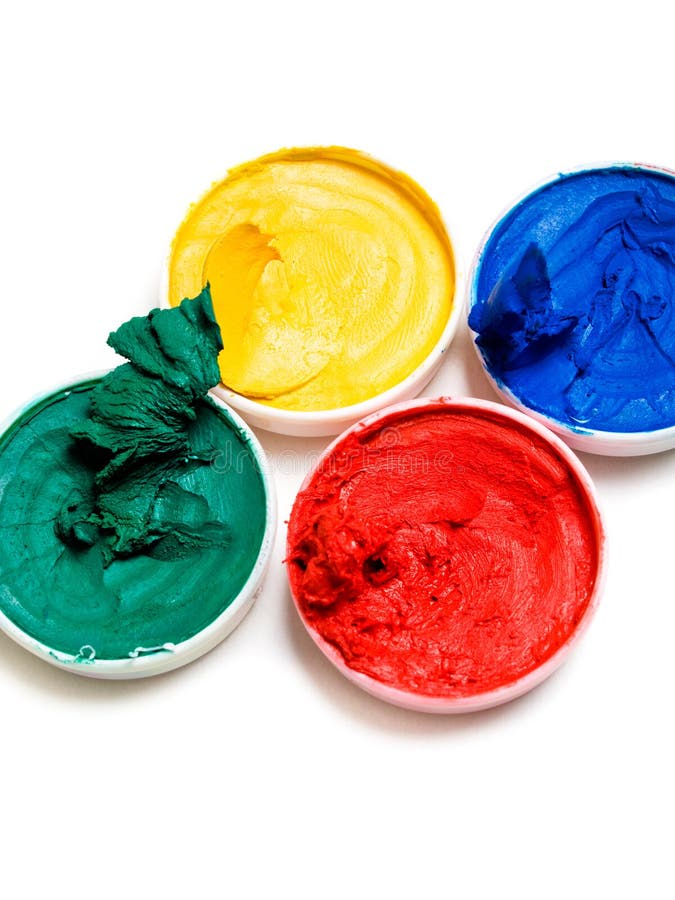 Colorful Watercolors in Small Containers Stock Image - Image of blue ...