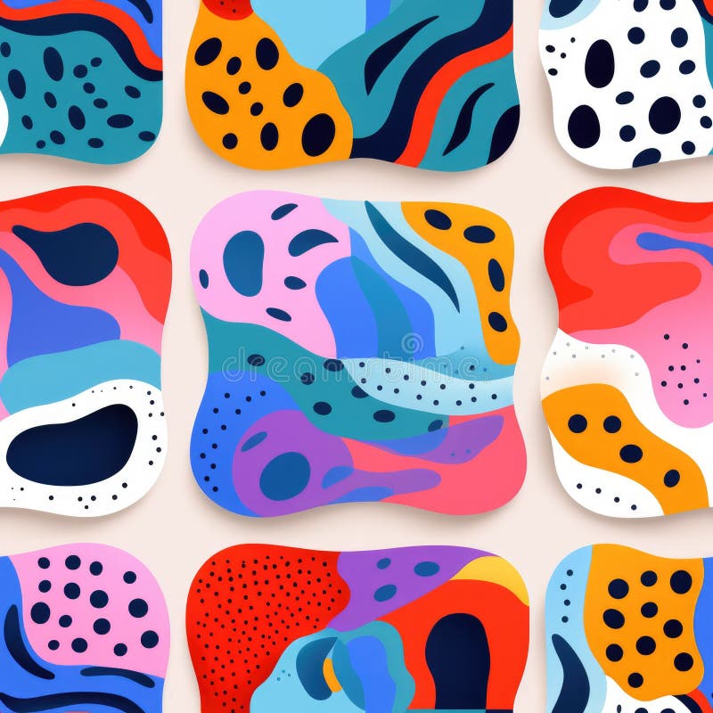 Colorful Wave Cartoon Fun Pattern, Ai Stock Illustration - Illustration ...