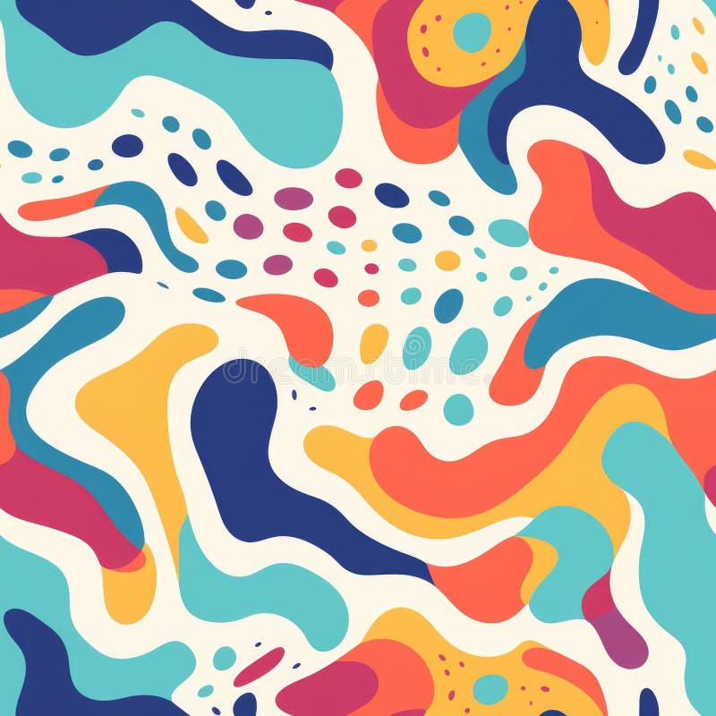 Colorful Wave Cartoon Fun Pattern, Ai Stock Illustration - Illustration of happy, drawing: 302151336