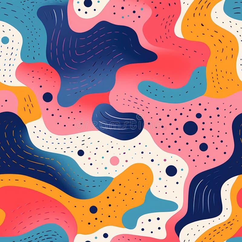 Colorful Wave Cartoon Fun Pattern, Ai Stock Illustration - Illustration ...