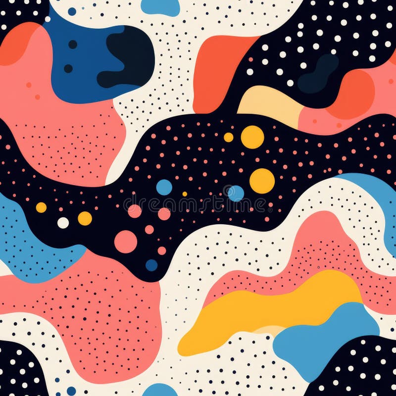 Colorful Wave Cartoon Fun Pattern, Ai Stock Illustration - Illustration ...