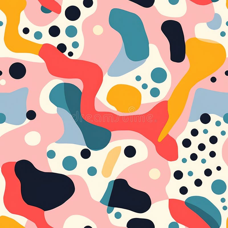 Colorful Wave Cartoon Fun Pattern, Ai Stock Illustration - Illustration ...