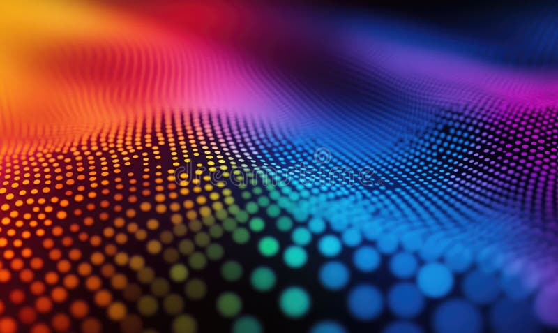 A Colorful Wave of Dots with a Rainbow Background Stock Illustration ...