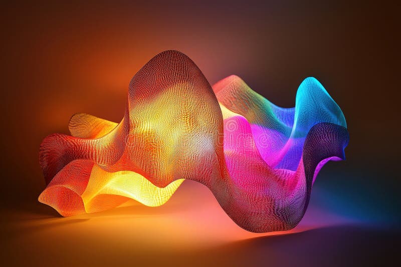 Vibrant Abstract Wave Forms Created with Illuminated Mesh Texture in a ...