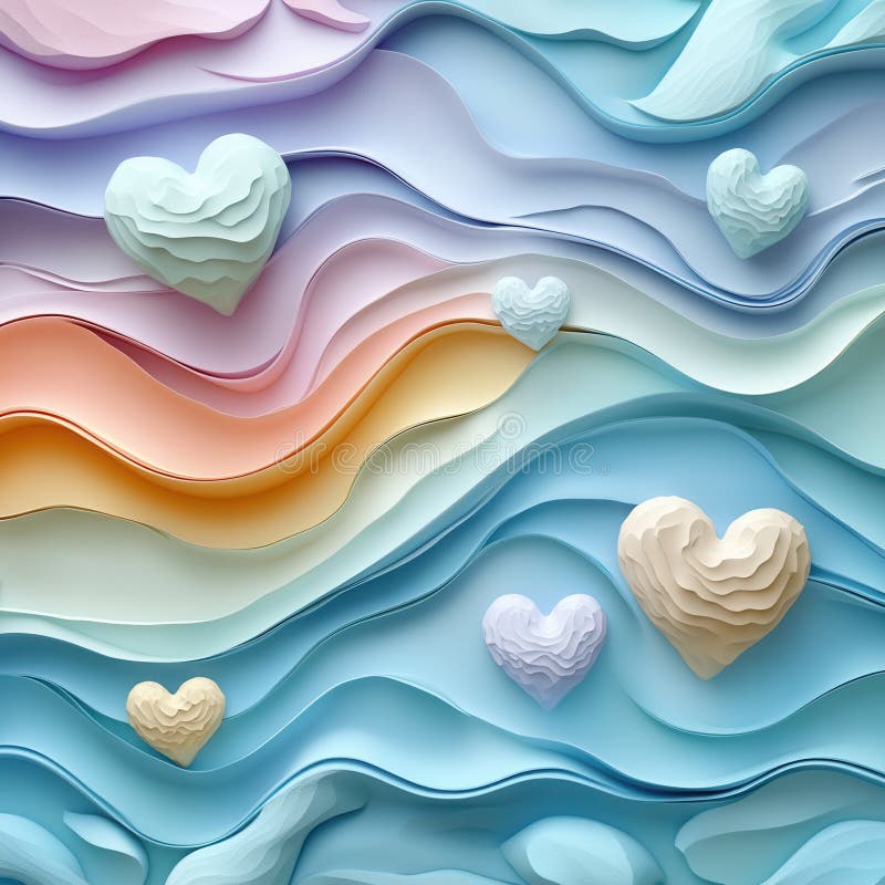 A Colorful Wave of Layered Hearts in Various Shades Designed for a ...