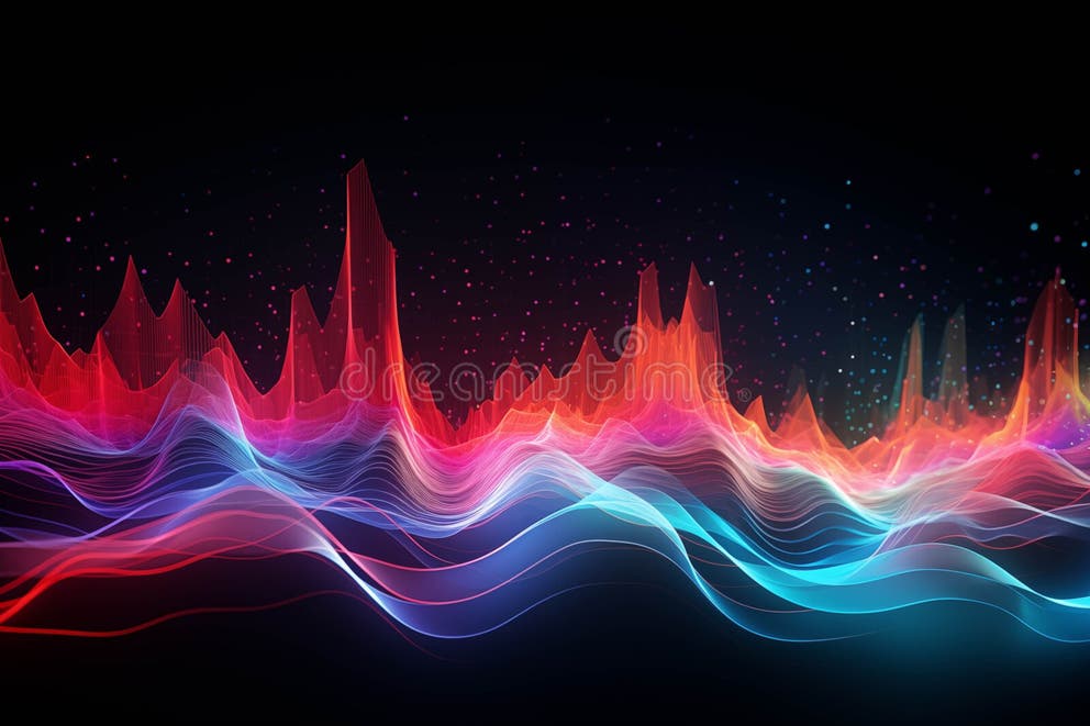 Colorful Light Wave on Black Background Created with Generative AI Technology Generative AI ...
