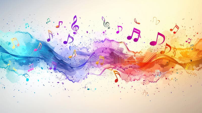 A Colorful Wave of Music Notes, Generative AI Stock Photo - Image of ...