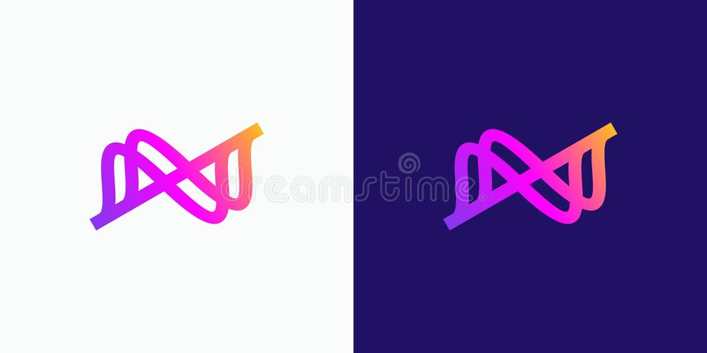 Colorful Wave N Initials Vector Logo Design with Modern, Simple, Clean ...