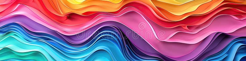 A Colorful Wave of Paper with a Rainbow Pattern Stock Image - Image of ...
