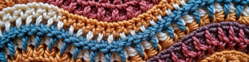 Colorful Wave Pattern in Knitted Fabric with Red, Blue, and Yellow Yarn ...