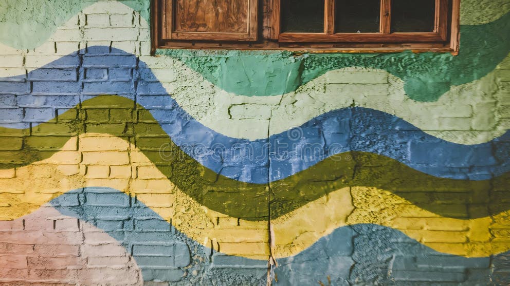 Colorful Wave Pattern Painted on Brick Wall Texture Good Resolution ...