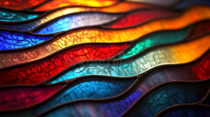 Colorful Wave Pattern Stained Glass Abstract Art Stock Illustration ...