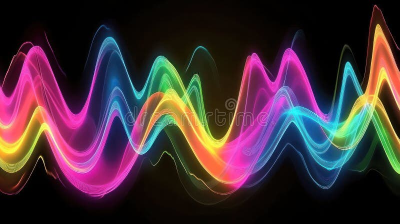 Colorful Wave Patterns Representing Sound or Energy in a Vibrant ...