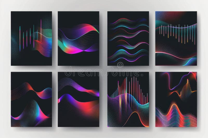 Colorful wave posters stock image. Image of generated - 370494415