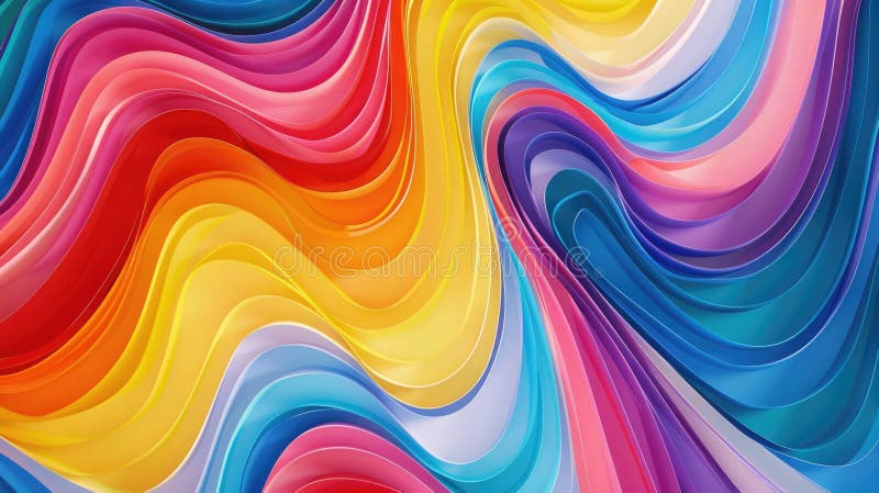 Colorful Wave with Rainbow Pattern Stock Illustration - Illustration of ...