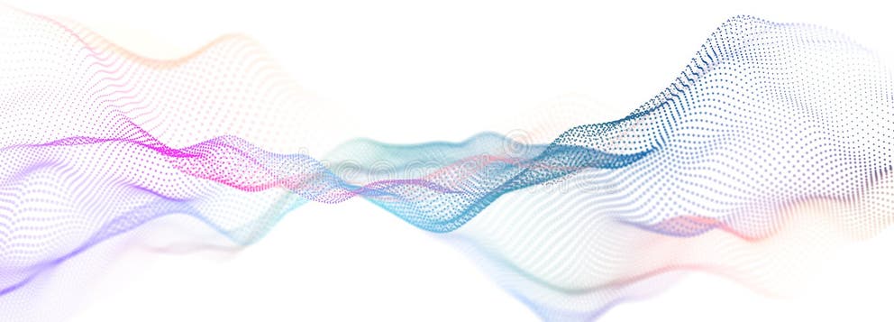 Colorful Wave of Streaming Particles on a White Background. Abstract ...