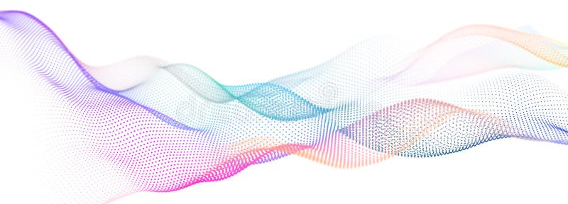 Colorful Wave of Streaming Particles on a White Background. Abstract ...