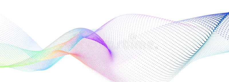 Colorful Wave of Streaming Particles on a White Background. Abstract ...
