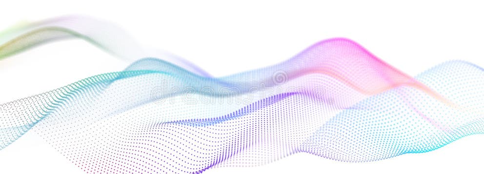 Colorful Wave of Streaming Particles on a White Background. Abstract ...