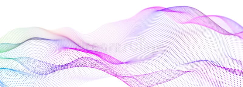 Colorful Wave of Streaming Particles on a White Background. Abstract ...