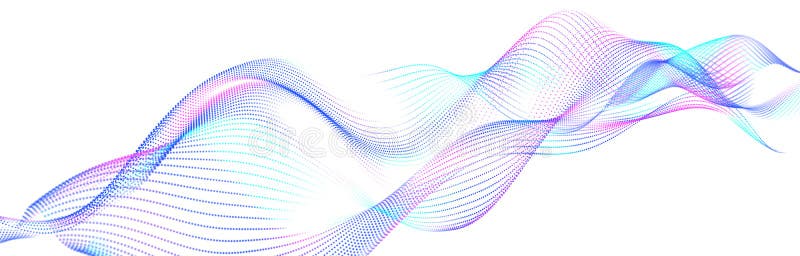Wave of Streaming Particles on a Light Blue Background. Abstract ...