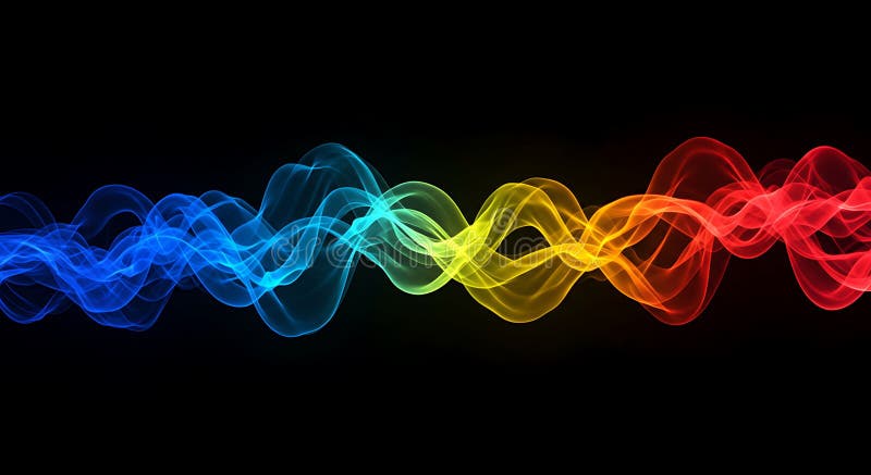 Colorful Waveforms Flow Horizontally Against a Black Background. the ...