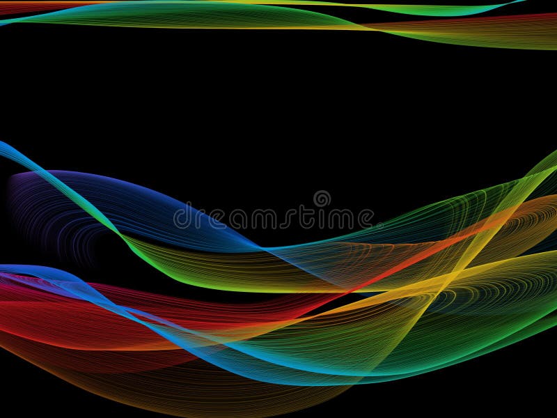 Colorful Waves and Black Background Stock Illustration - Illustration ...