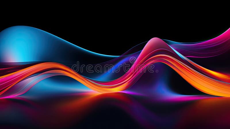 A Colorful Waves on a Black Background Stock Illustration ...