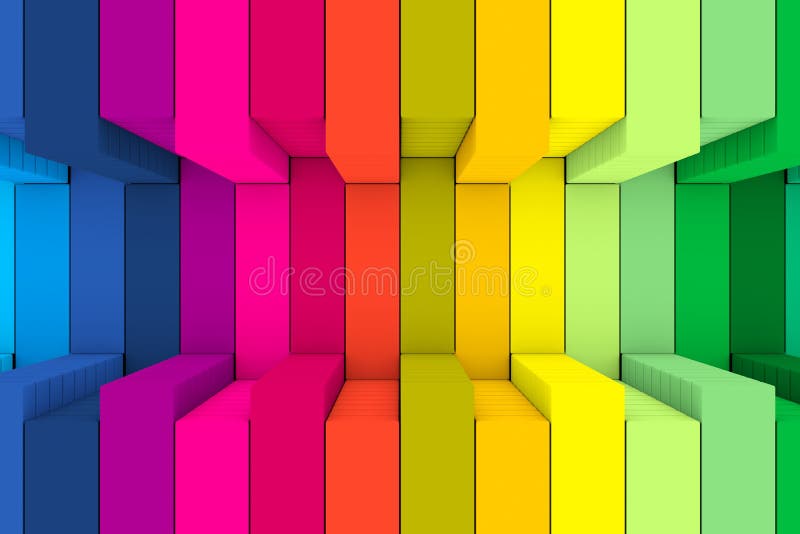 Colorful Waves Boxes Abstract Background 3D Stock Illustration ...
