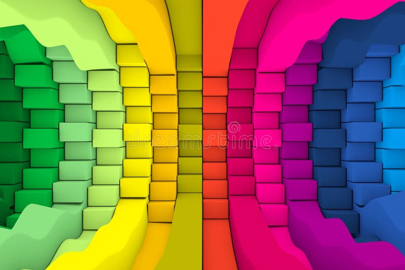 Colorful Waves Boxes Abstract Background 3D Stock Illustration ...