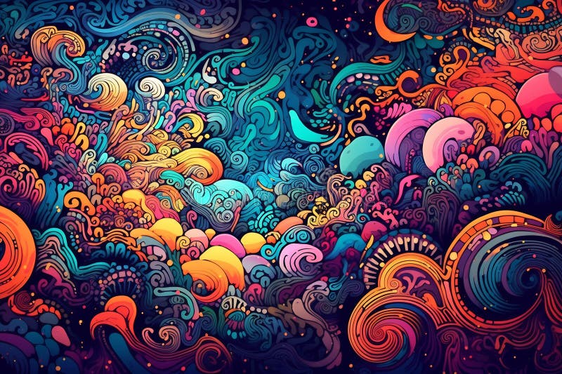 Colorful Waves and Bubbles Painting Stock Image - Image of bright ...