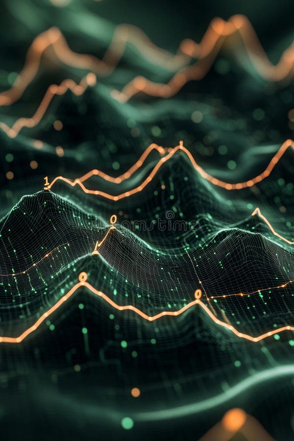 Colorful Waves and Glowing Lines Illustrate Complex Data Trends in a ...