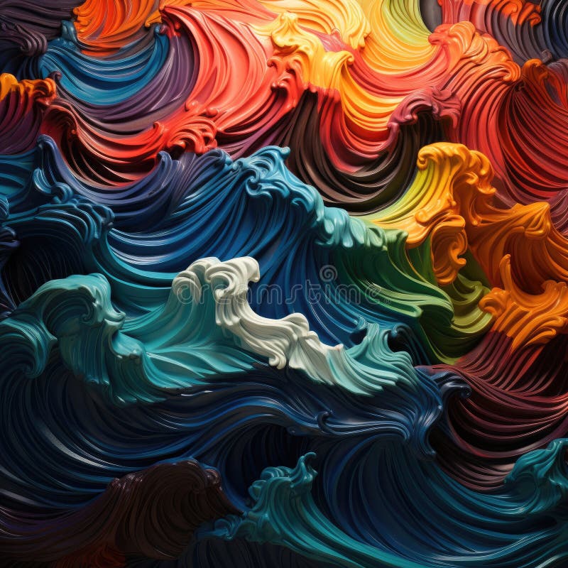 A colorful waves of paint stock illustration. Illustration of generated ...