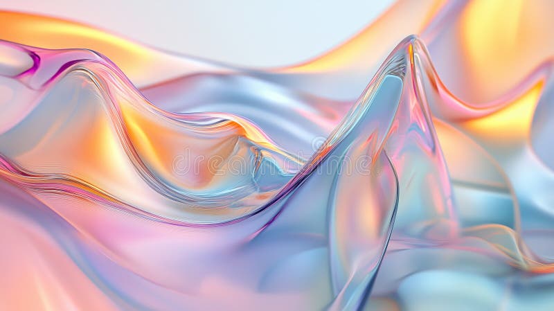 Colorful Abstract Waves Flowing Gently in a Translucent Material Under ...