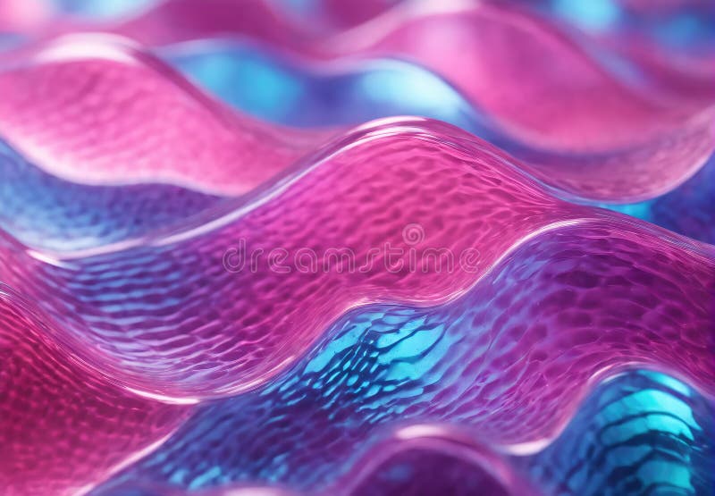 Colorful Waves of Translucent Material Flowing with Light Reflection in ...