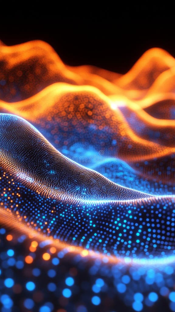 Colorful Waves Undulate with Dynamic Light Patterns in Blue and Orange ...