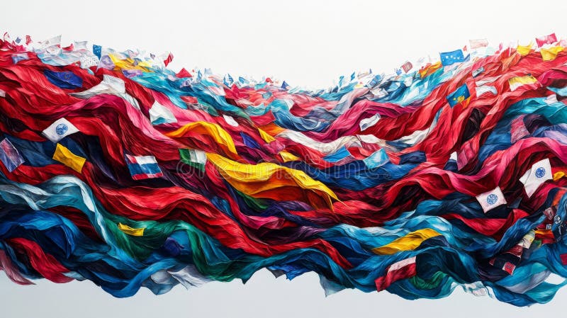 Colorful Waving Flags Abstract Global Unity Stock Illustration ...
