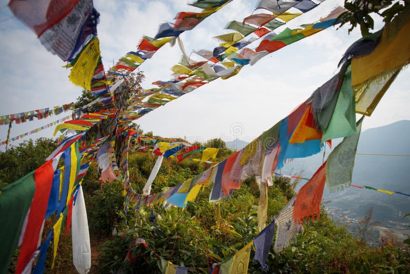 Colorful Waving Prayer Flags Stock Image - Image of holy, prayer: 84358867