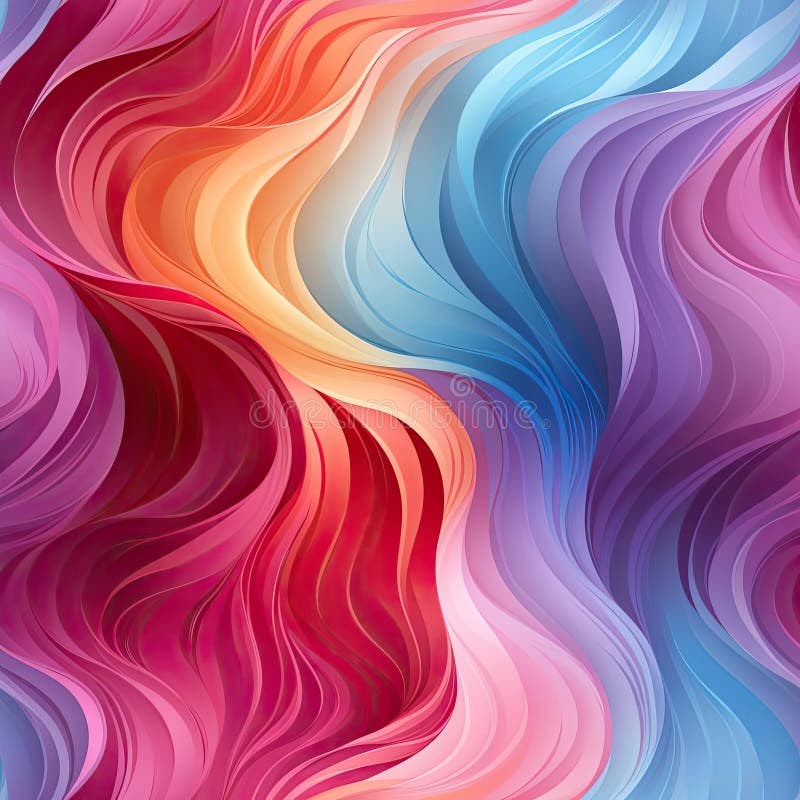 Colorful Wavy Background with Realistic and Fantastical Elements (tiled ...