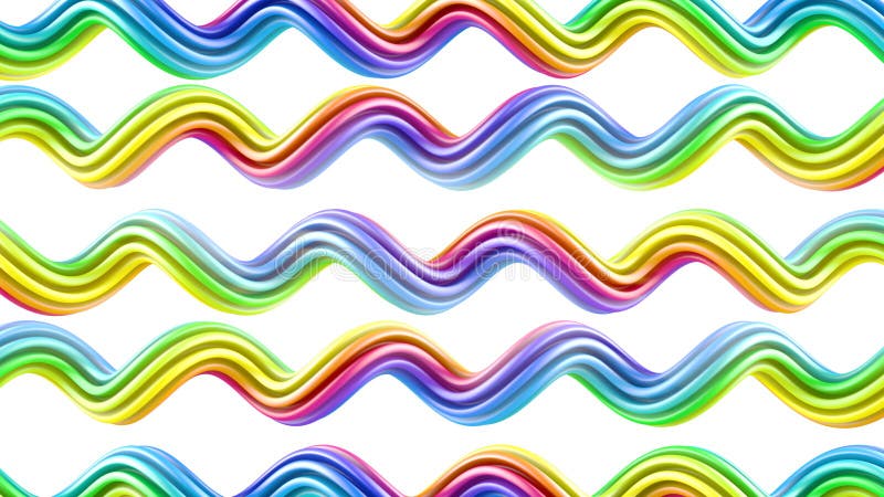 Colorful Wavy Curves on White 3D Render Stock Illustration ...