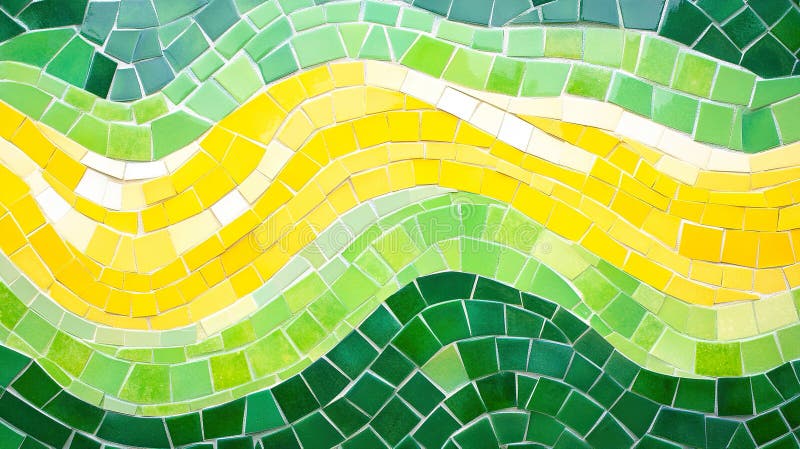 Colorful Wavy Green Yellow Mosaic Tile Pattern Background Stock Photos ...